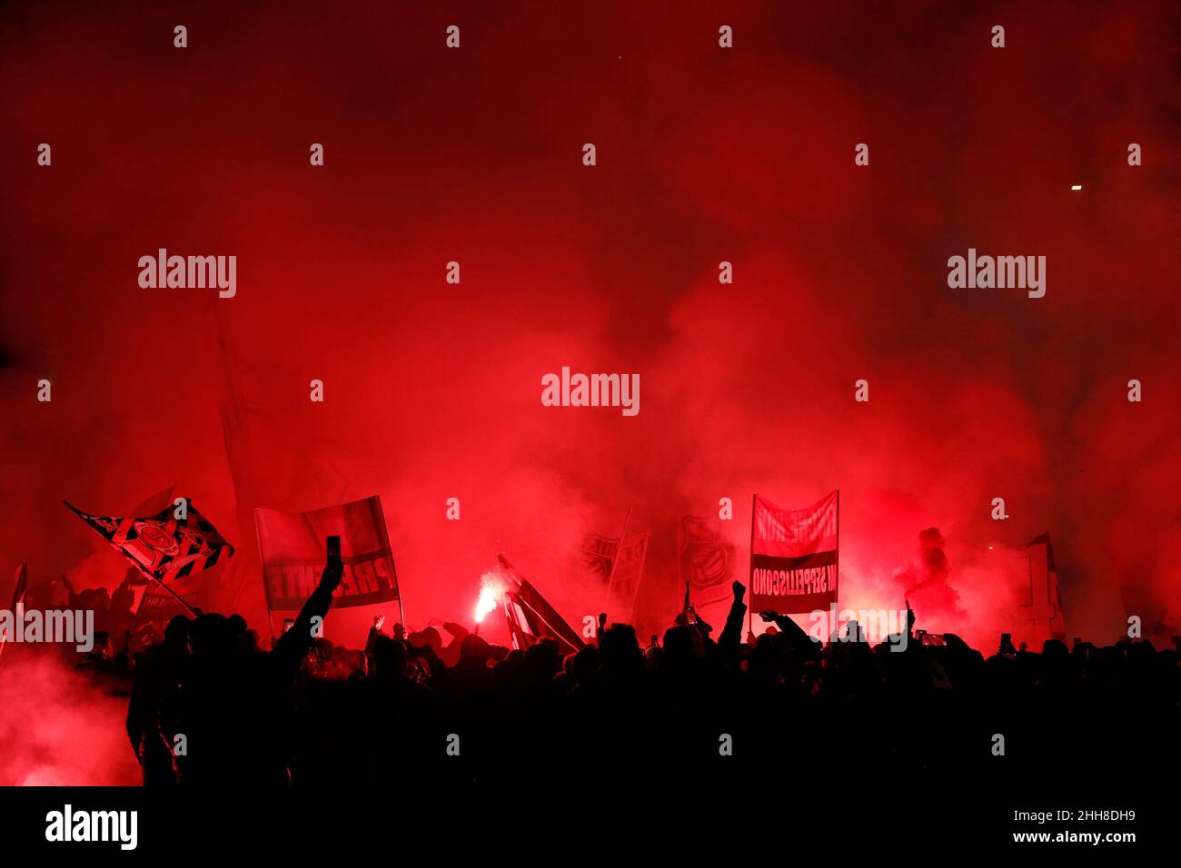 San Siro stadium, Milan, Italy, January 23, 2022, AC Milan Curva Sud ...