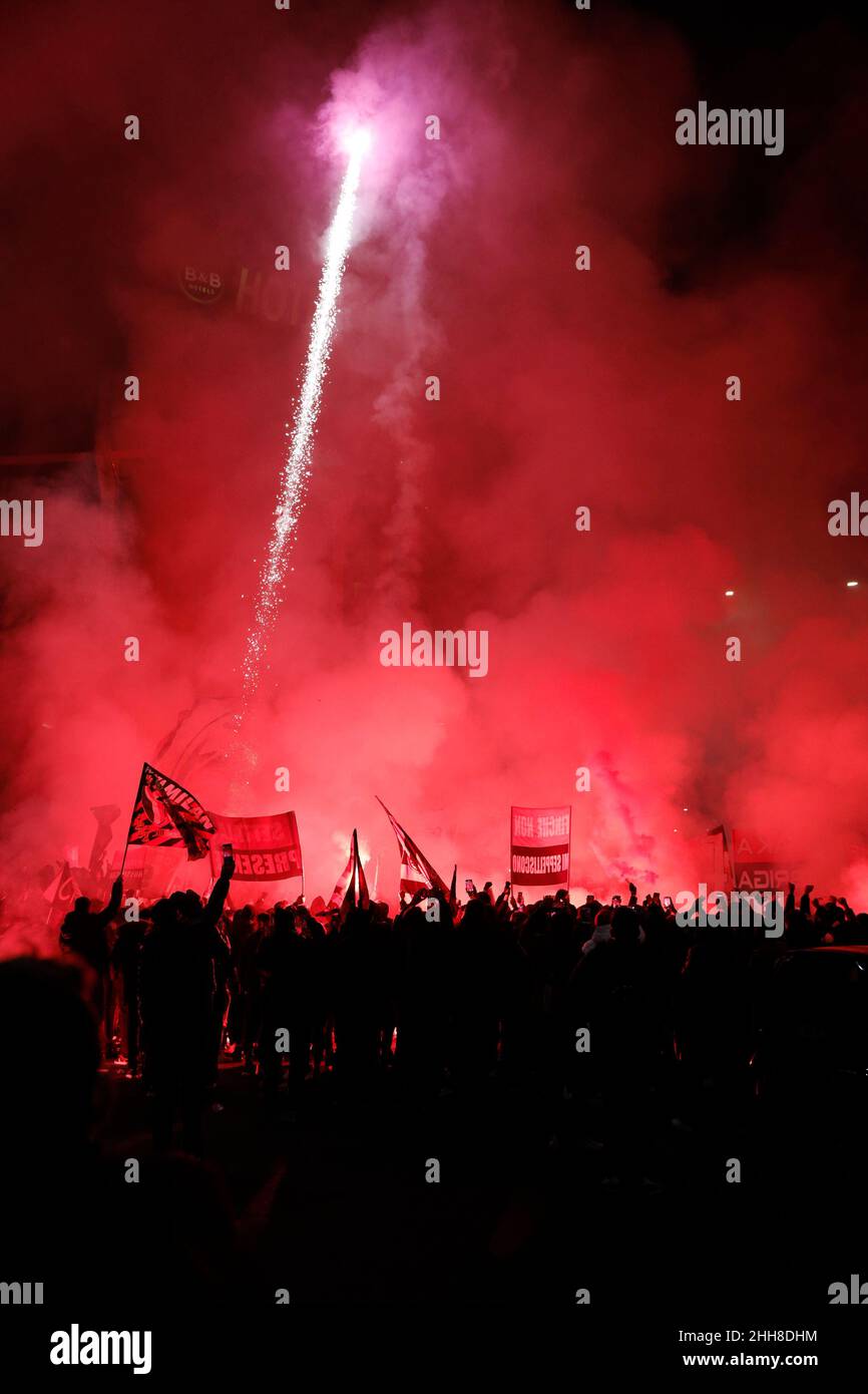 San Siro stadium, Milan, Italy, January 23, 2022, AC Milan Curva Sud ...