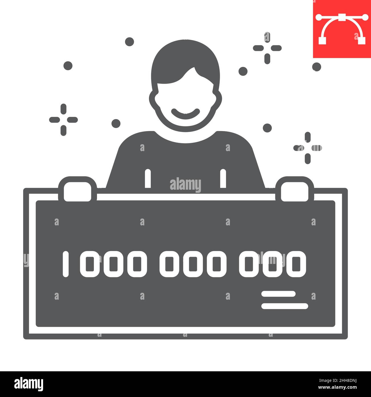 Lottery winner glyph icon, luck and win money, lottery winner vector ...