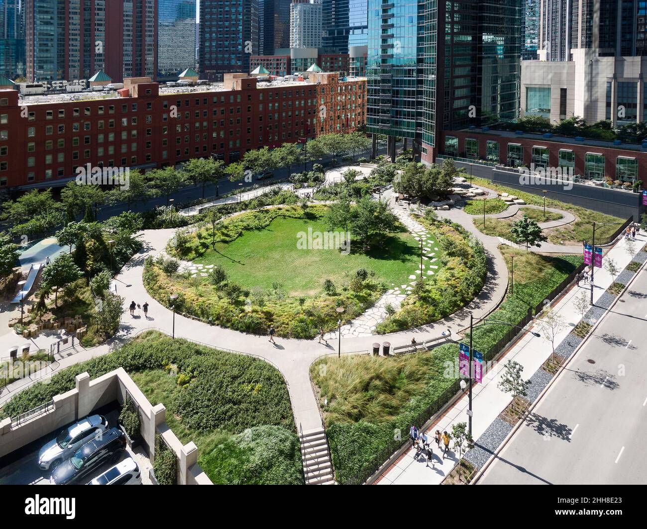 Aerial view of Bennett Park in the Streeterville neighborhood designed ...