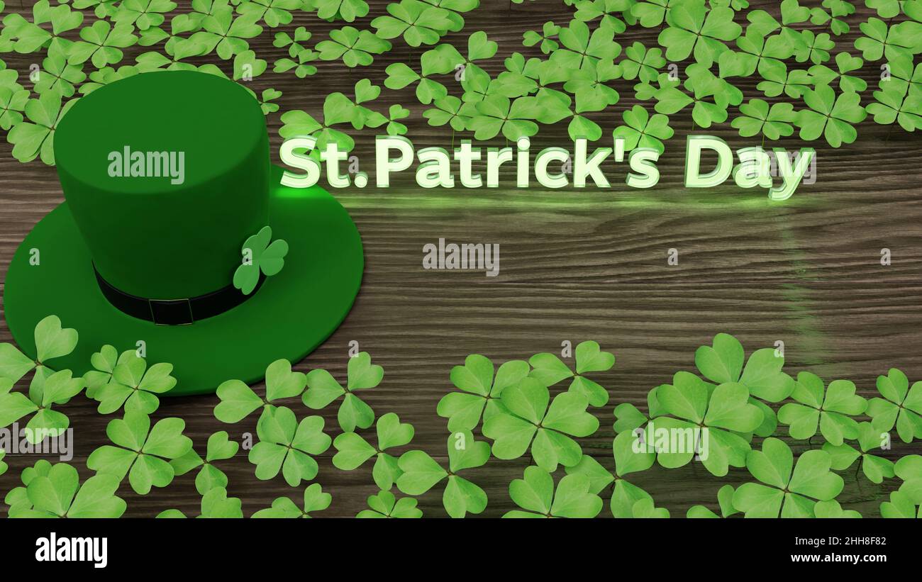 Happy Saint Patrick’s Day with leprechaun hat and illuminate text with ...