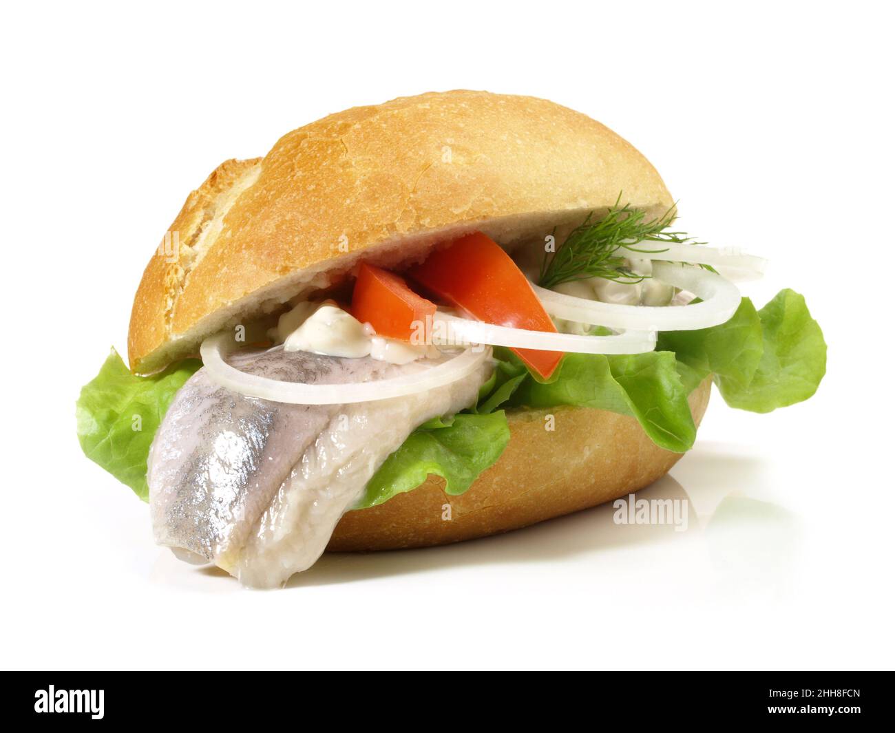 Matjes Herring - Fish Bun on white Background Stock Photo - Alamy