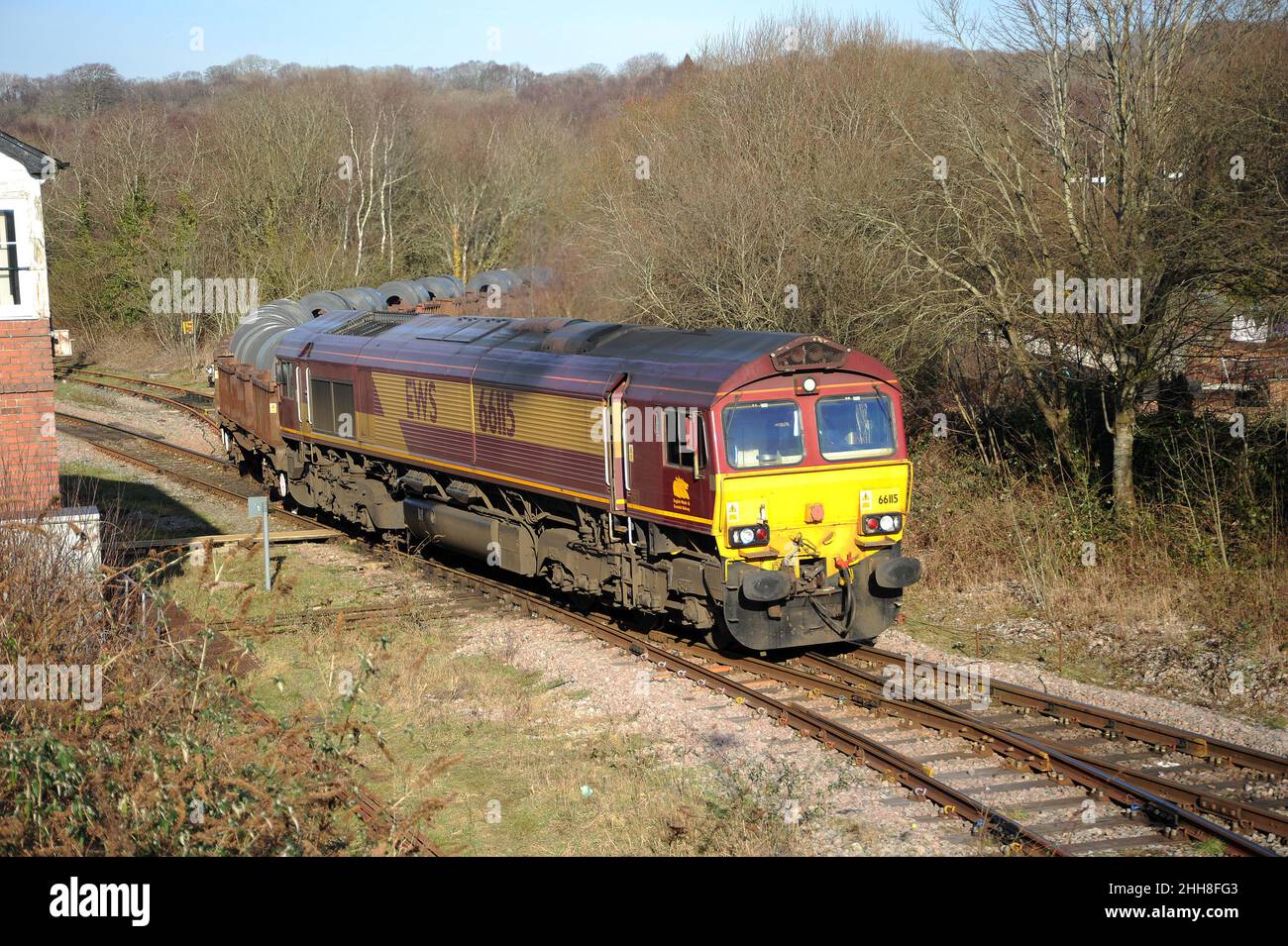 "66115" heads a steel train through Tondu during an engineering ...