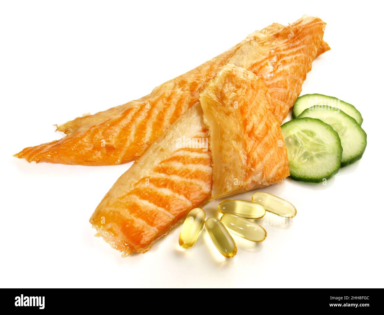Smoked Salmon Belly Omega 3 Capsules, high fat, low carb, isolated on ...