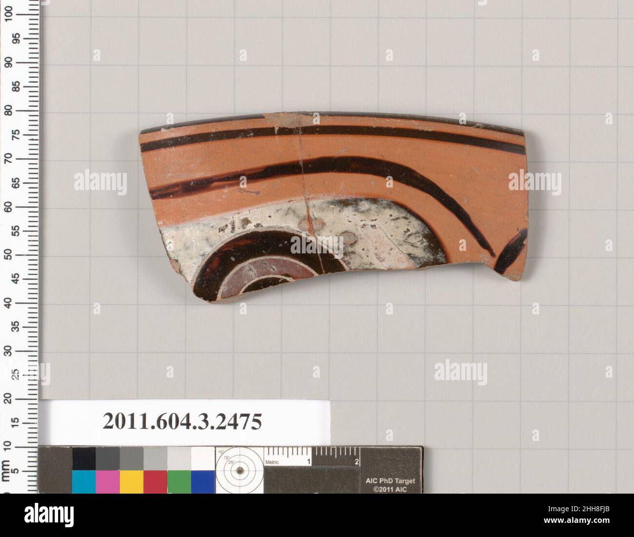 Terracotta rim fragment of a kylix: eye-cup (drinking cup)? 520–510 B.C ...