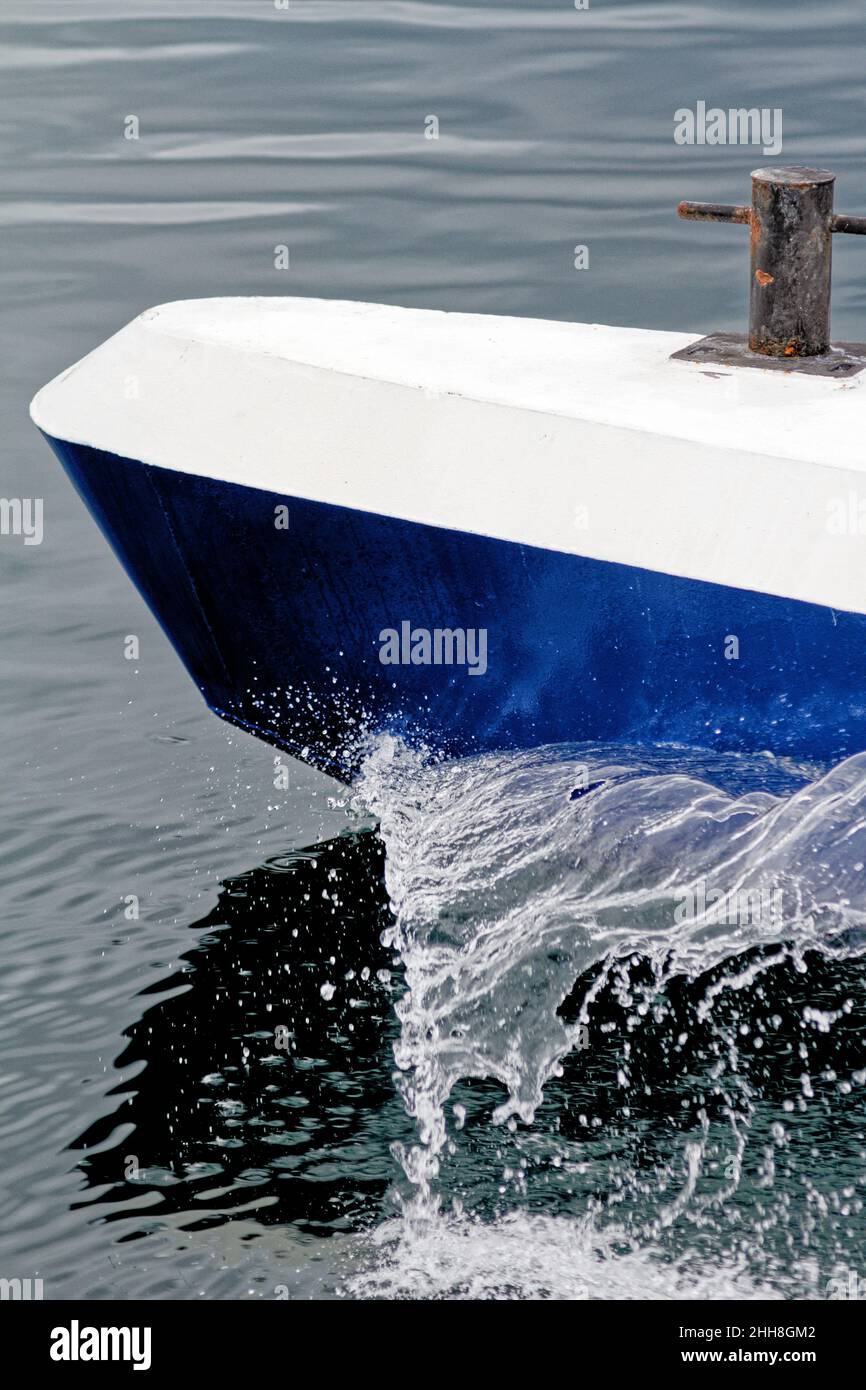 Boat Wave ocean trace on blue sea fresh water background. Deep ocean ...