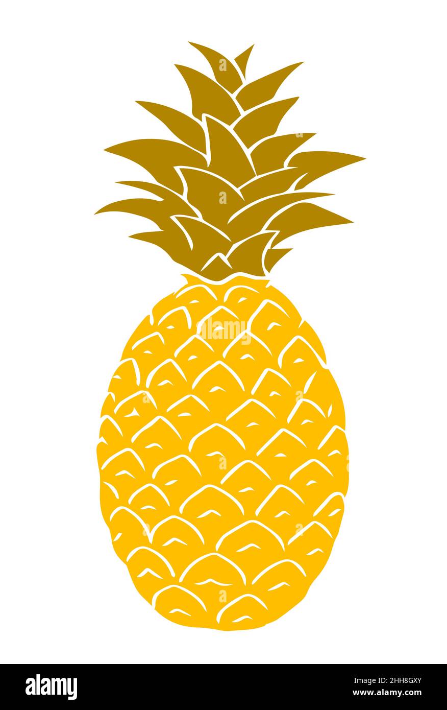 Ananas silhouette illustration. Exotic delicious citrus fruit pineapple ...