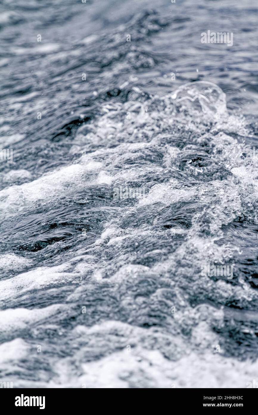Boat Wave ocean trace on blue sea fresh water background. Deep ocean ...