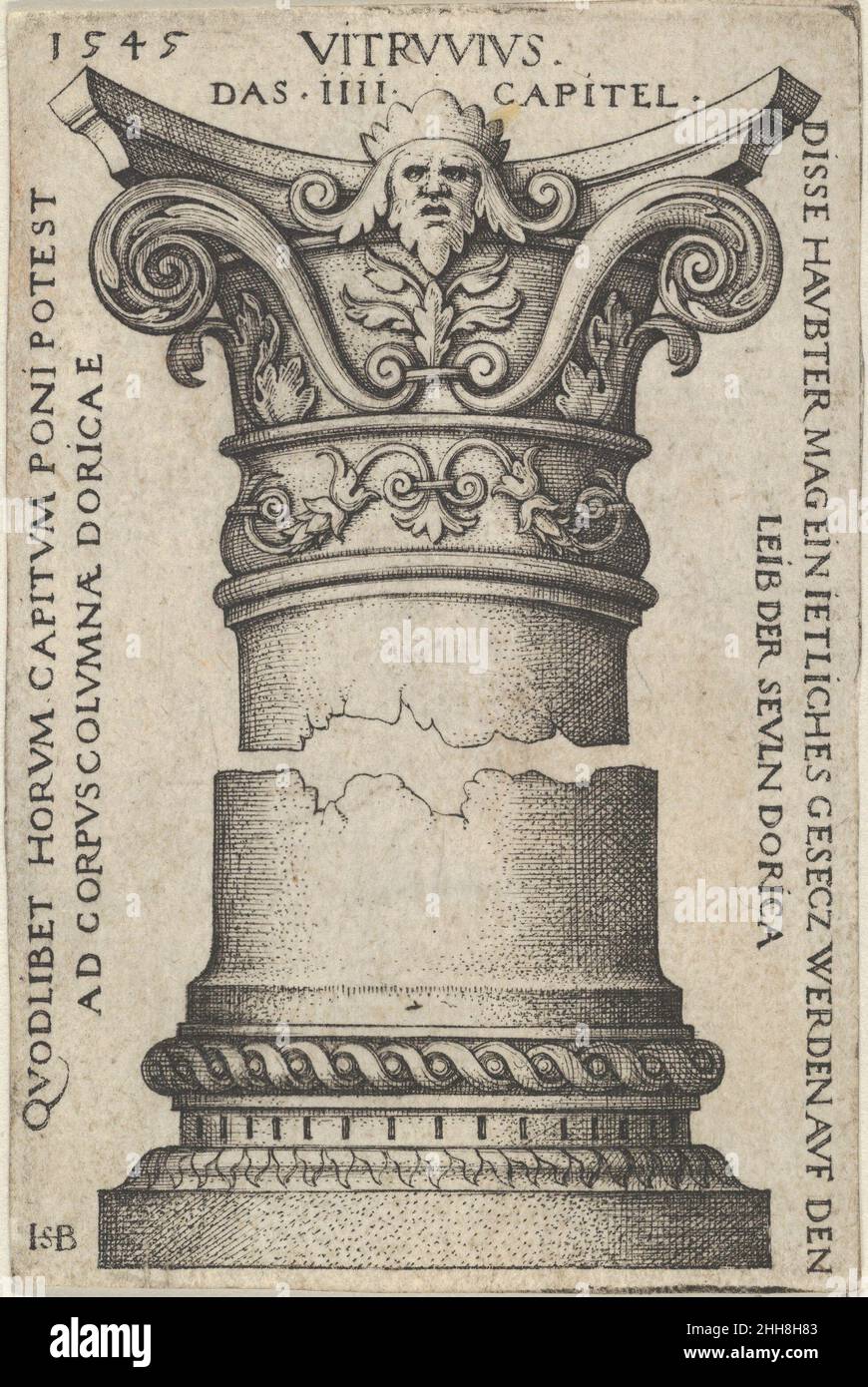 Capital and Base of a Column 1545 Sebald Beham German Design for the ...