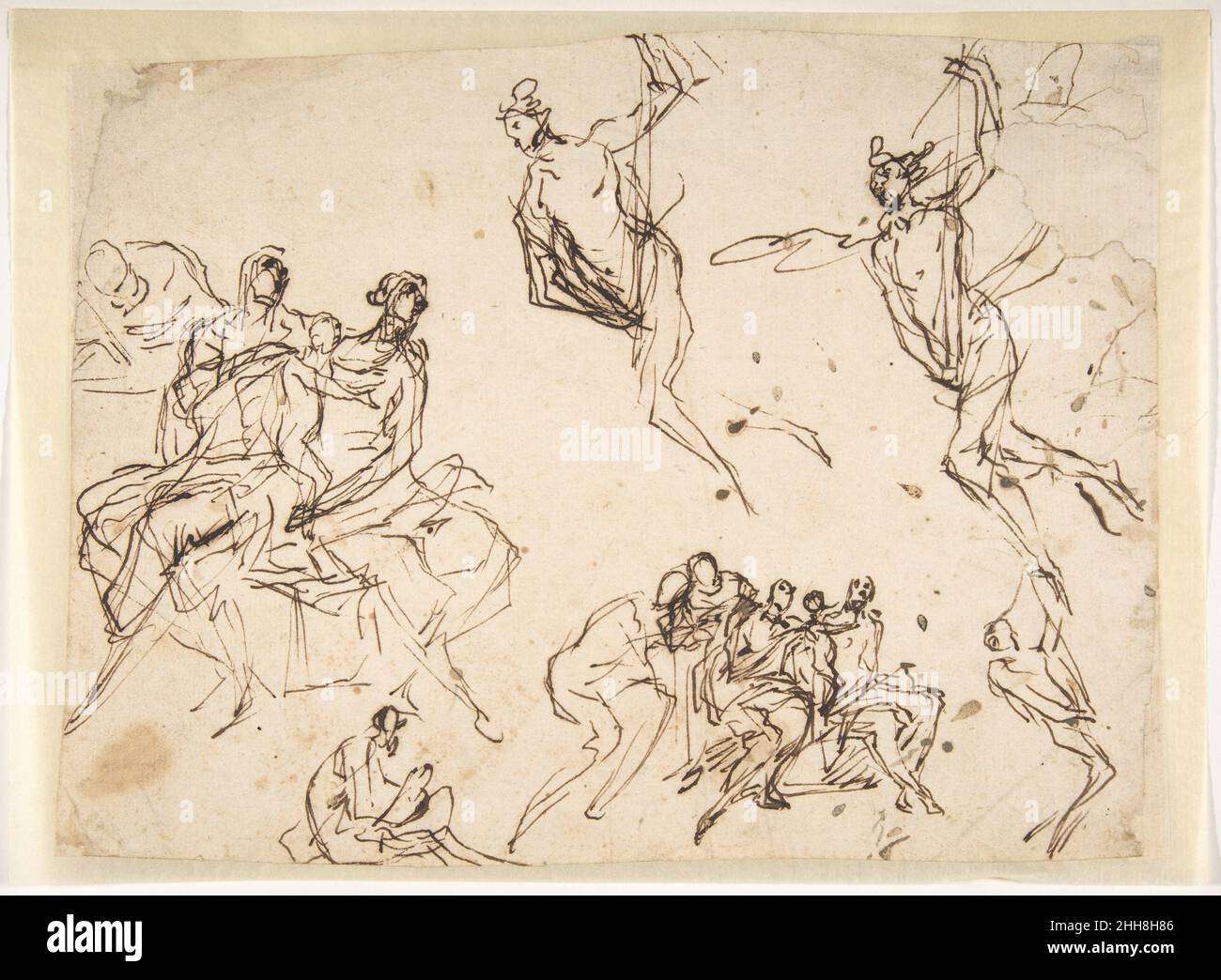 Studies of a Group of Seated Figures and of a Flying Figure 1612–75 ...