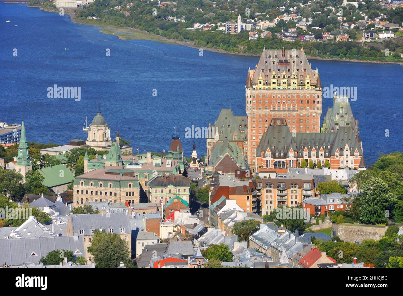 Aerial view of Chateau Frontenac in Old Quebec City World Heritage Site ...