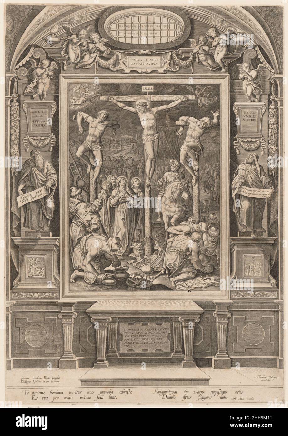 Christ on the Cross between Two Thieves n.d. Engraved by Philips Galle ...