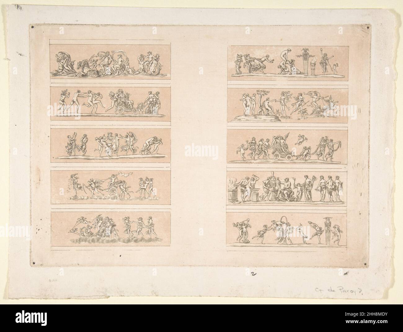Plate with Ten Bacchanal Scenes Etched by Jean Philippe Guy Le Gentil ...