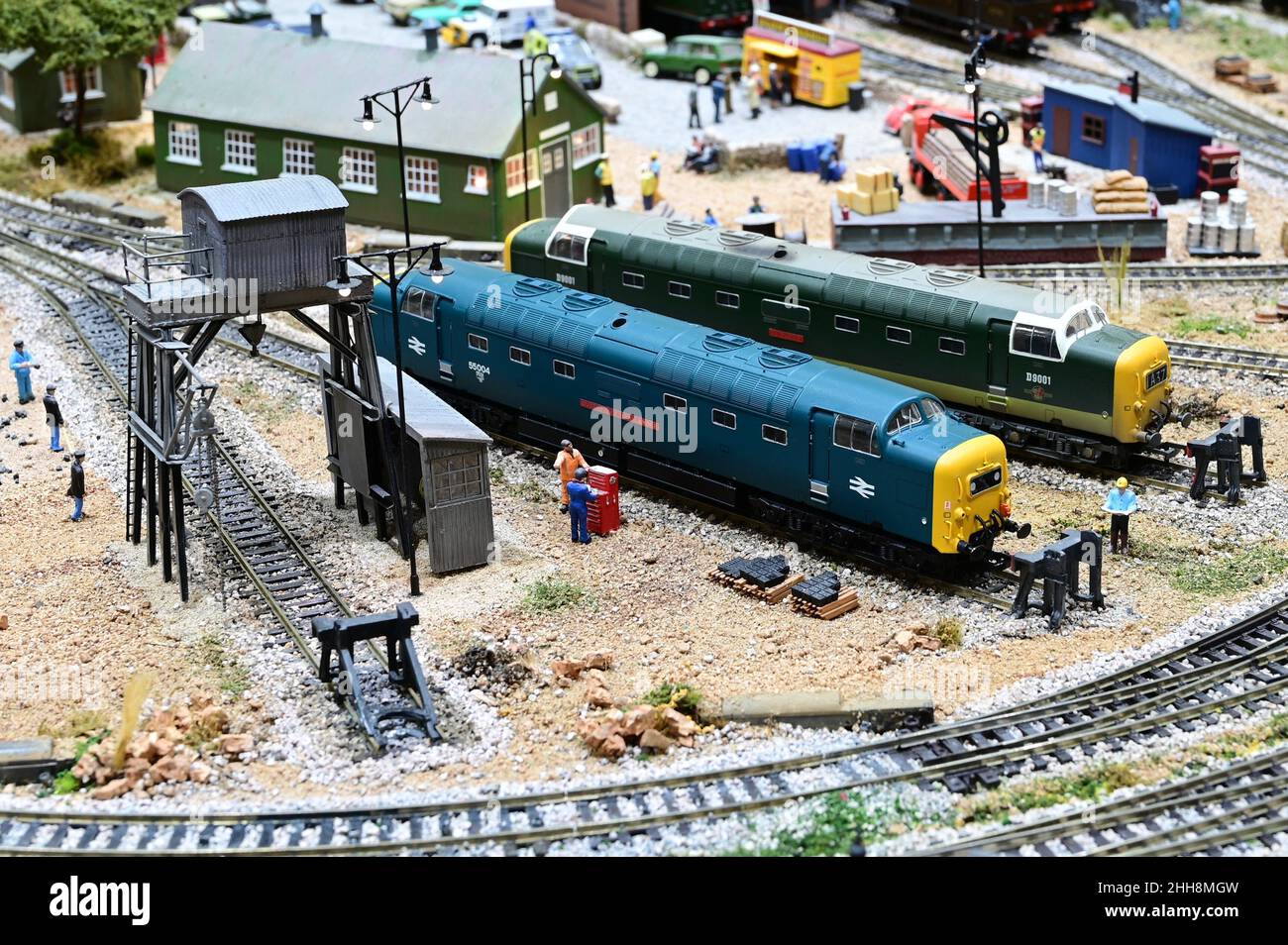 Two class 55 locomotives in an engine yard Stock Photo - Alamy