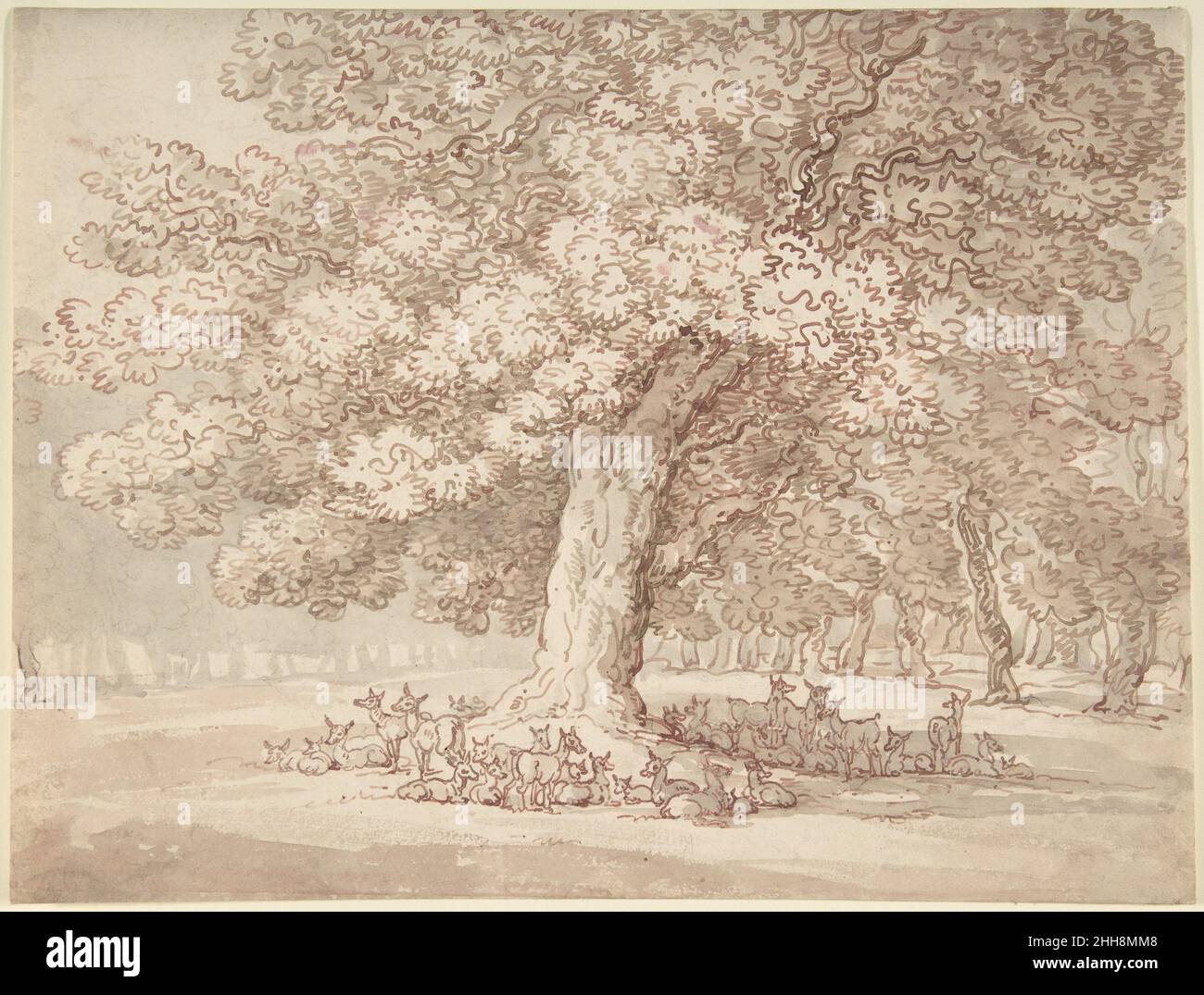 Herd of deer under an oak tree 1775–1827 Thomas Rowlandson British ...
