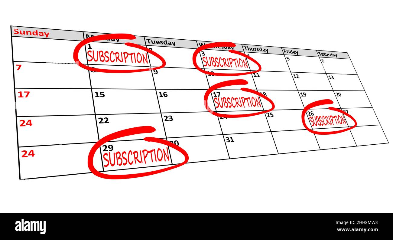 Illustration of a calendar with multiple dates circled when the ...