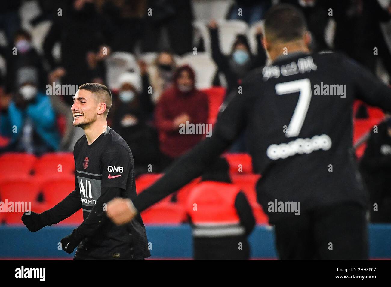 Marco VERRATTI of PSG celebrate his goal with Kylian MBAPPE of PSG ...
