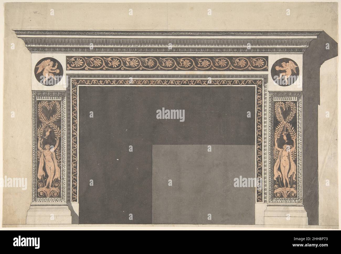 Design for a Chimney Piece in the Pompeian Style ca. 1775 Style of ...