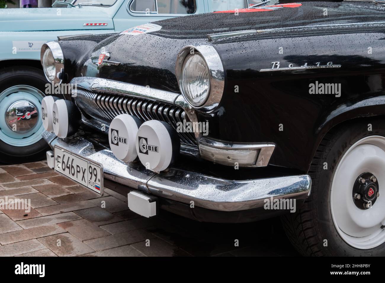 Black sport GAZ M21 Volga at Classic Soviet Car Exhibition Stock Photo ...