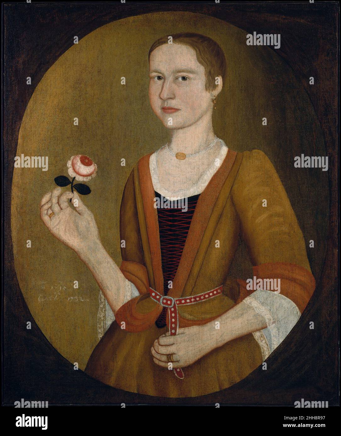 Young Lady with a Rose 1732 Attributed to Pieter Vanderlyn This ...