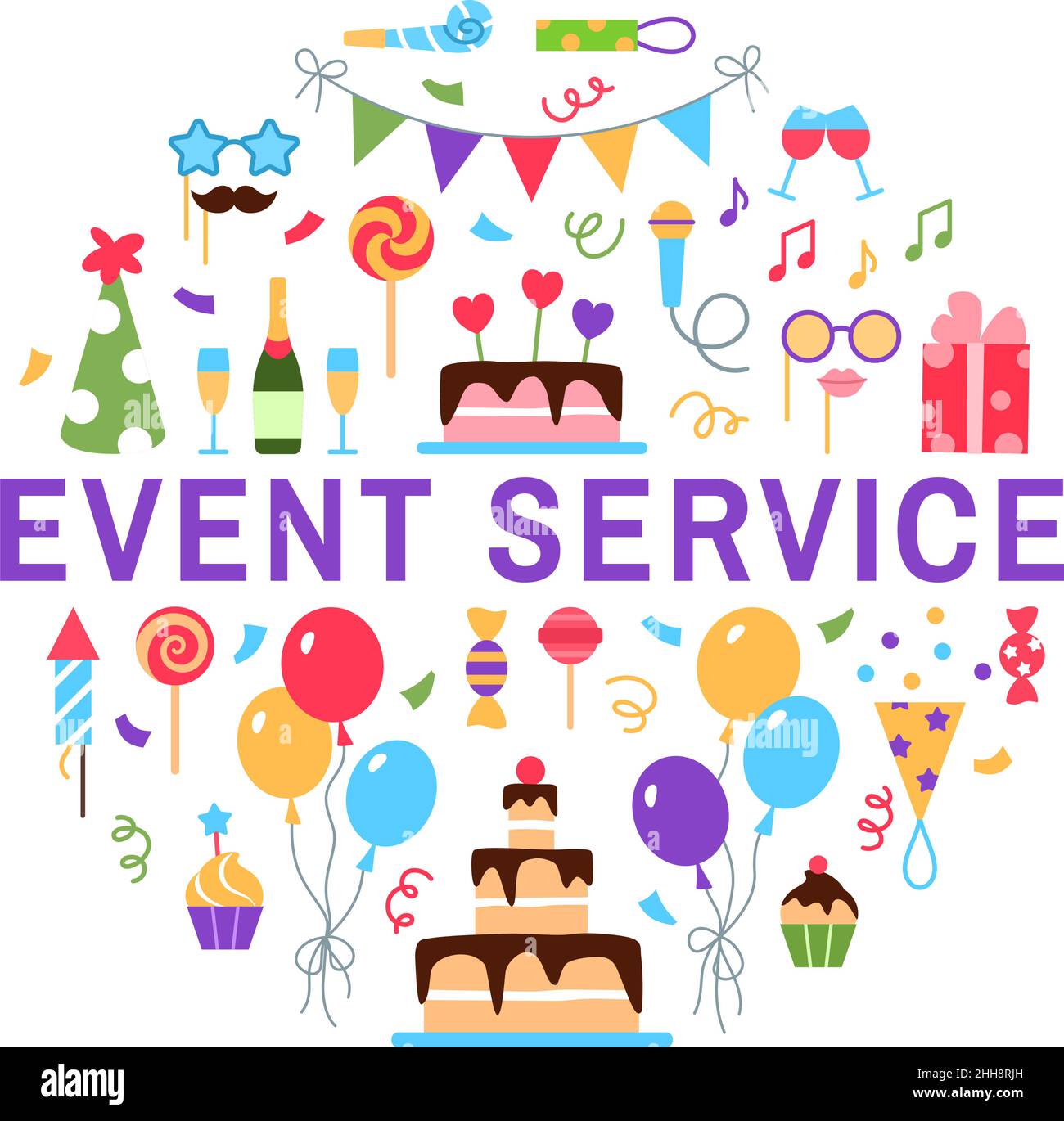 Event service circle concept on white background Stock Vector Image ...