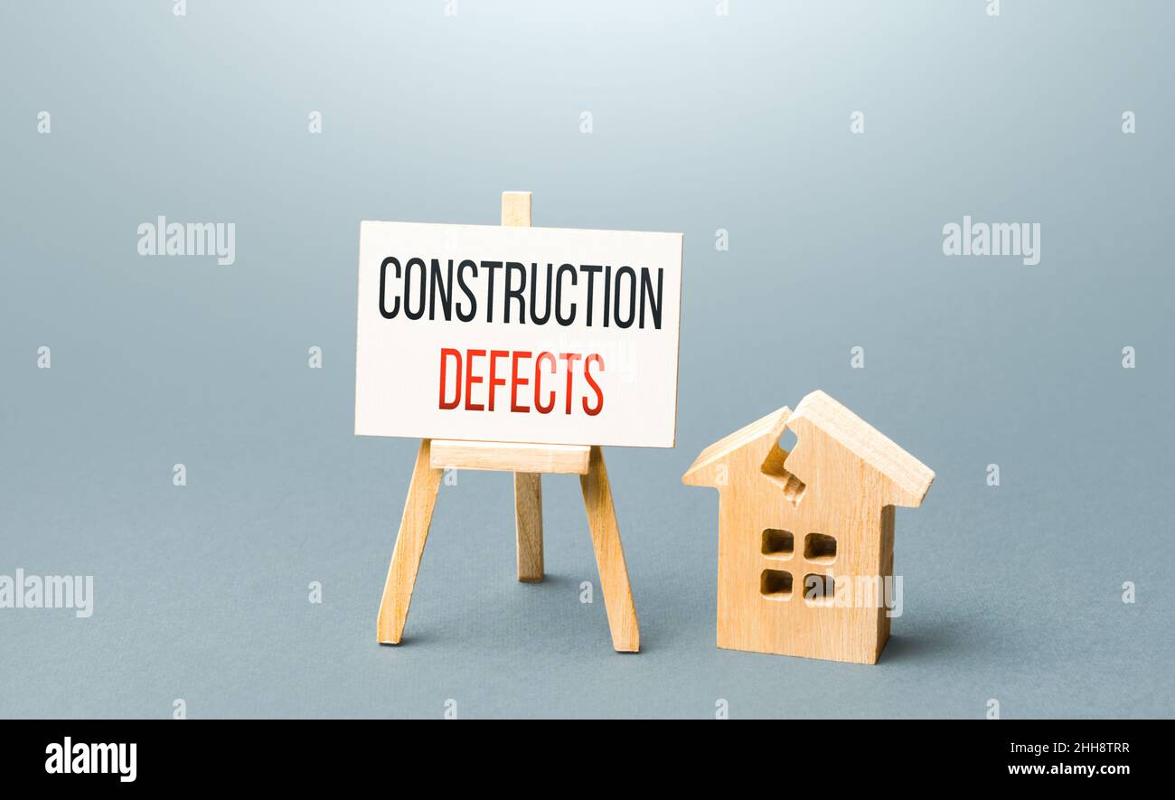 Cracked house and construction defects sign. Correction of damage and ...
