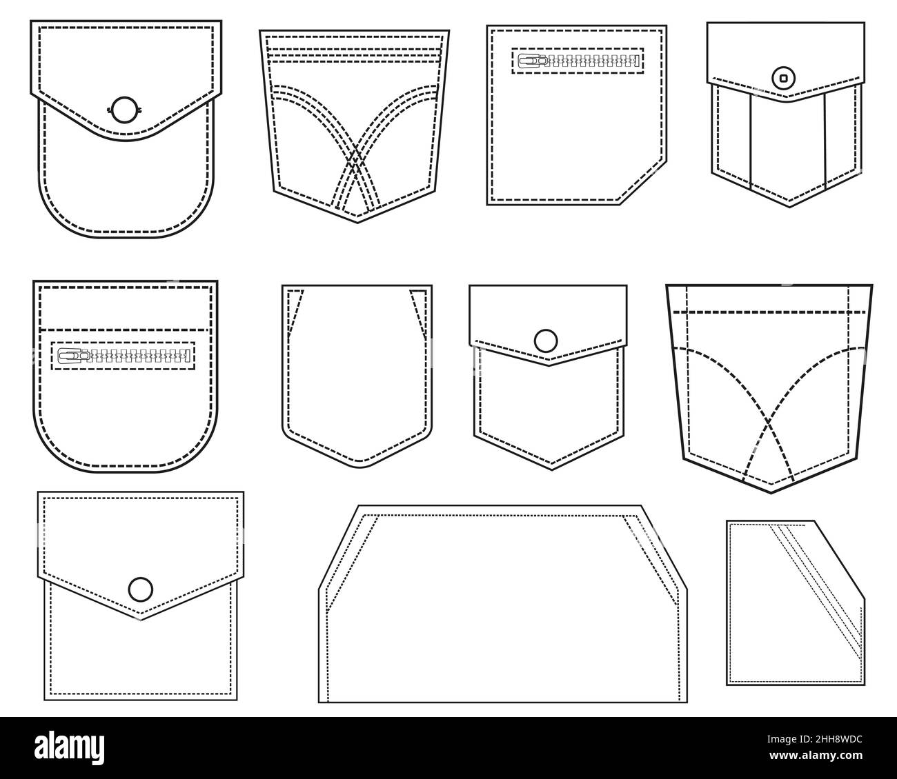 Set of pockets, line art, simple icons Stock Vector Image & Art - Alamy