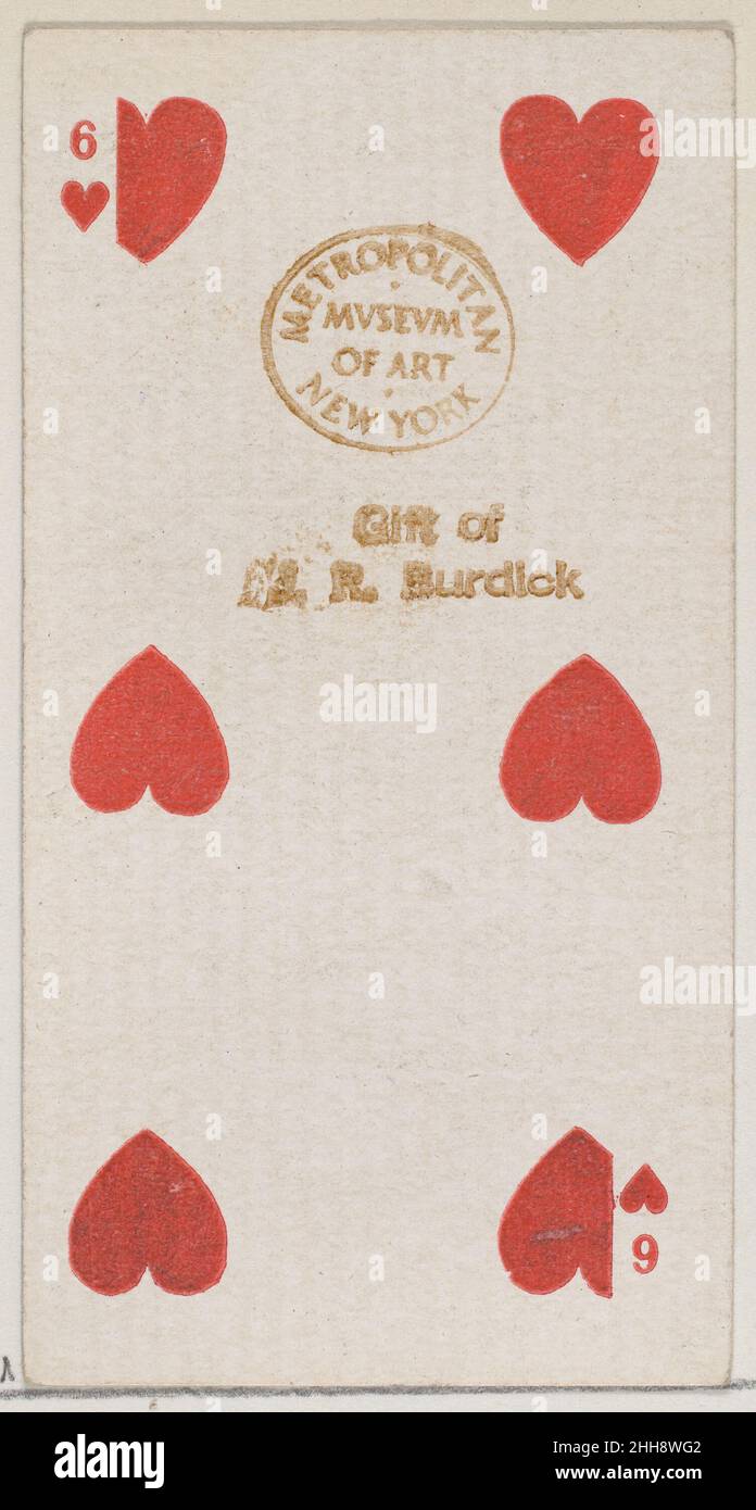 Six Hearts (red), from the Playing Cards series (N84) for Duke brand ...