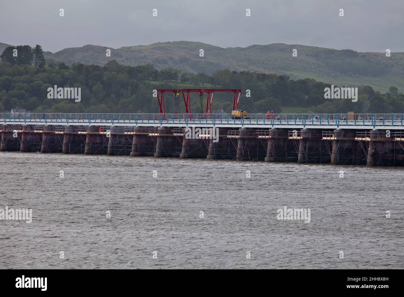 Work under way on the refurbishment of Arnside viaduct, including re ...