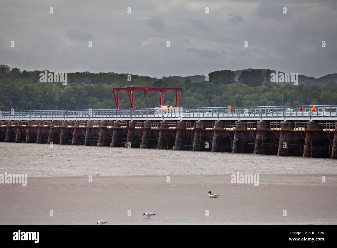 Work under way on the refurbishment of Arnside viaduct, including re ...