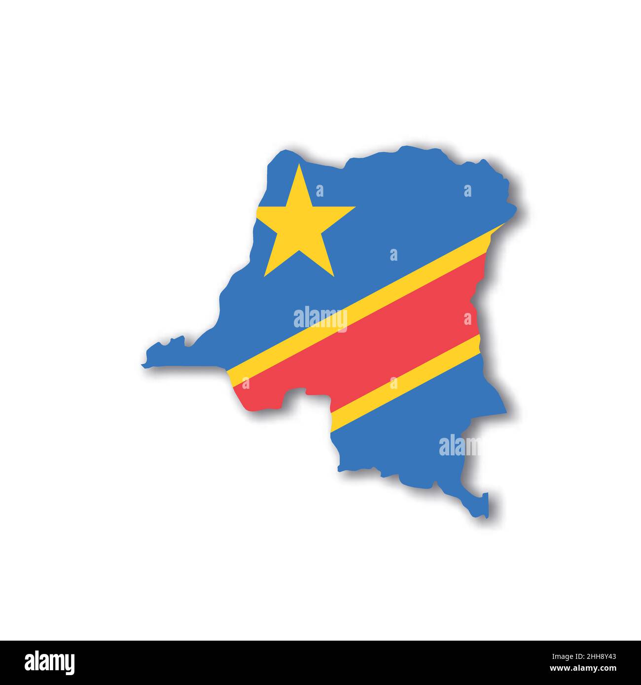 Map of democratic republic of congo with flag vector illustration Cut ...