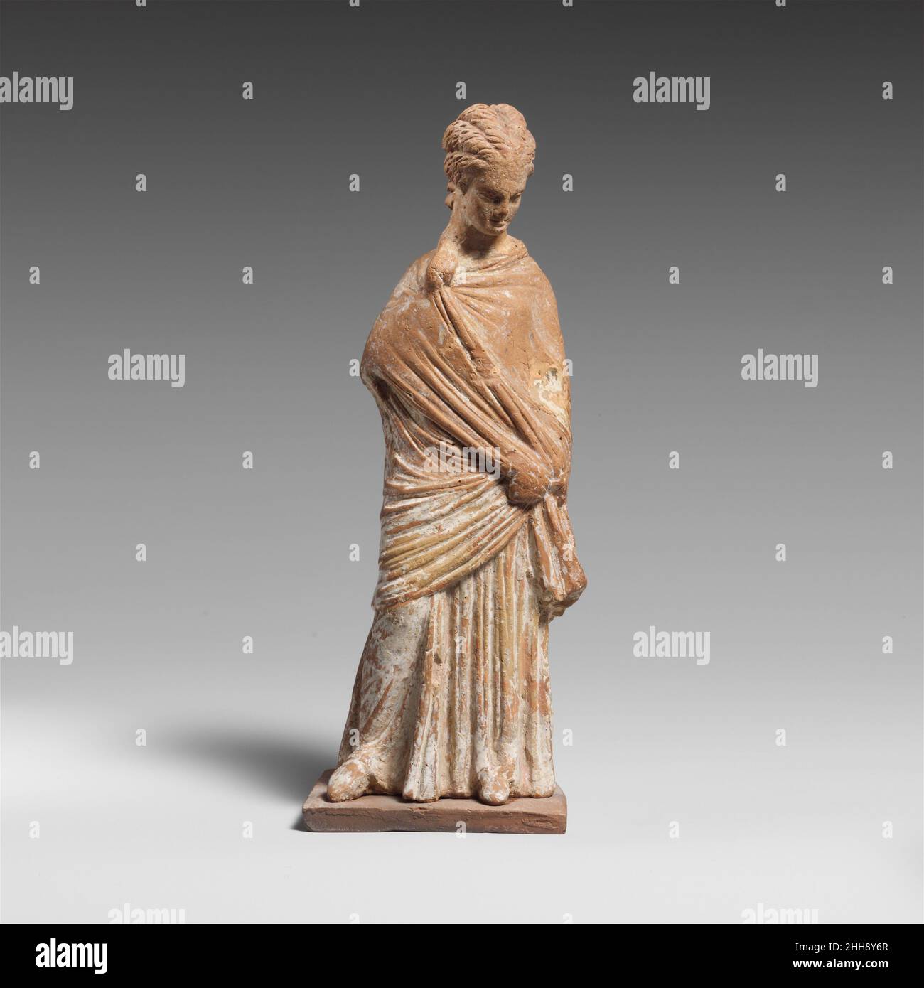 Terracotta statuette of a draped woman 3rd century B.C. Greek, Boeotian ...