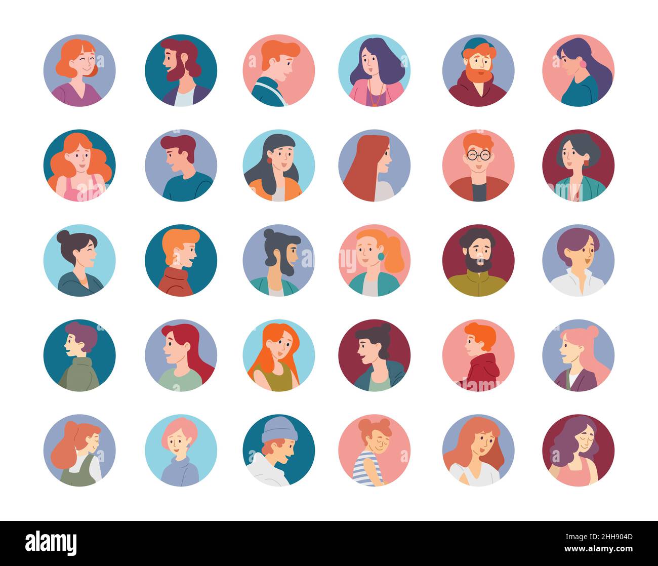 Collection of portraits of male and female characters. Set of avatars ...