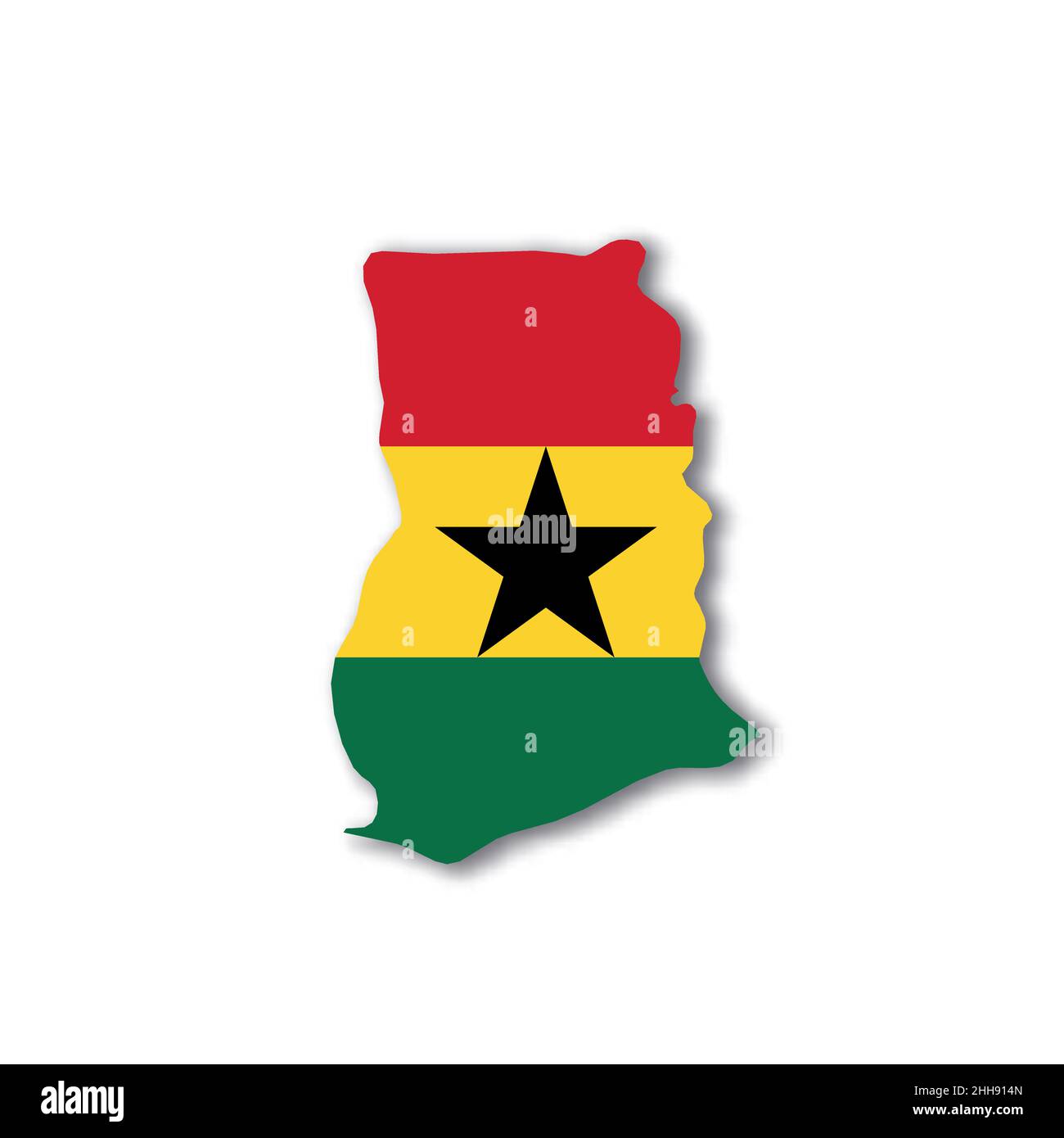 Ghana national flag in a shape of country map Stock Vector Image & Art ...