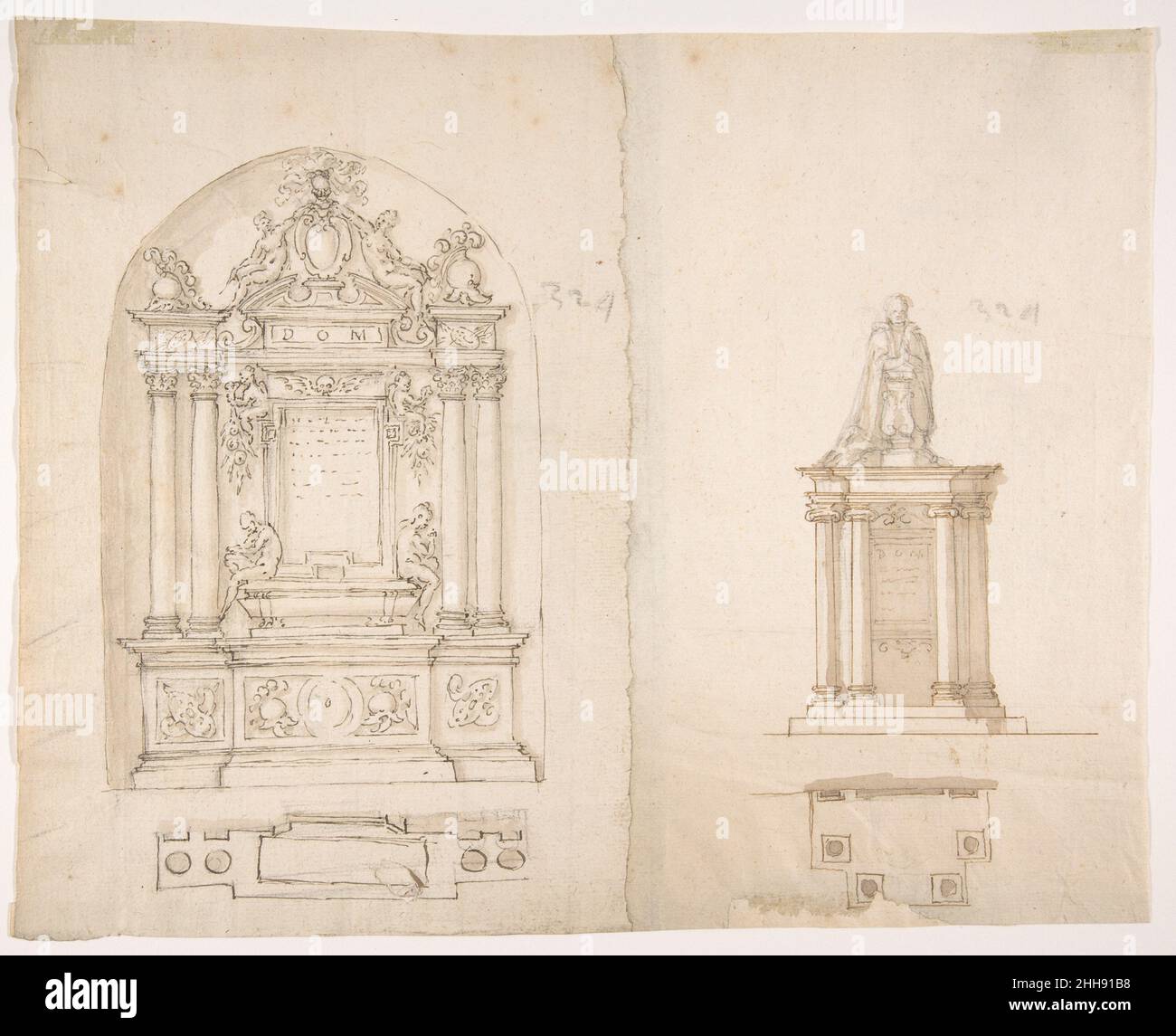 Two Designs for Tombs 16th century Anonymous, French, 16th century ...