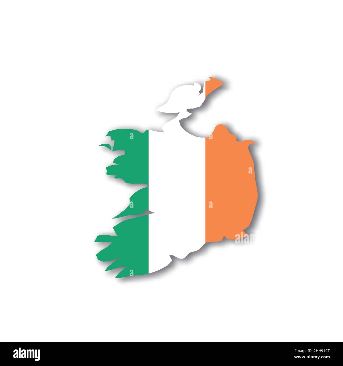 Ireland national flag in a shape of country map Stock Vector Image ...