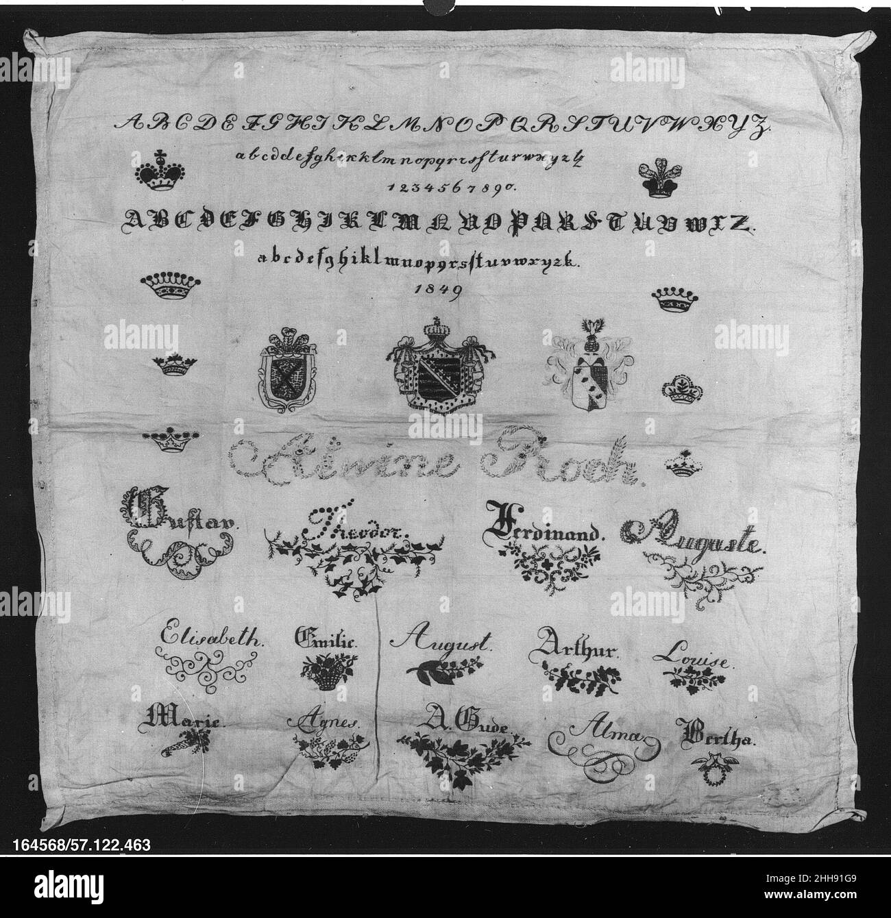 Sampler 1849 German. Sampler 228388 Stock Photo - Alamy