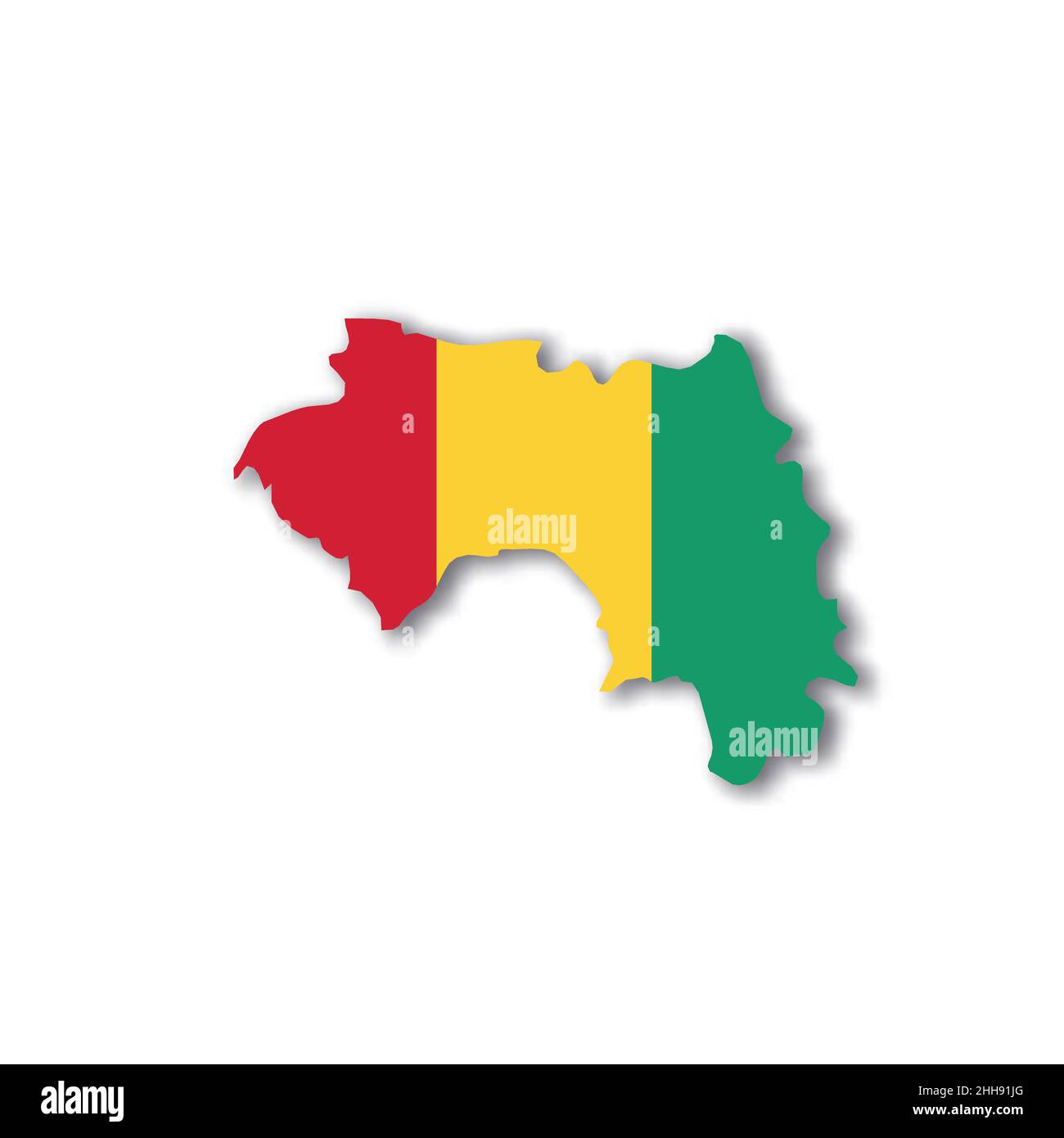 Guinea national flag in a shape of country map Stock Vector Image & Art ...