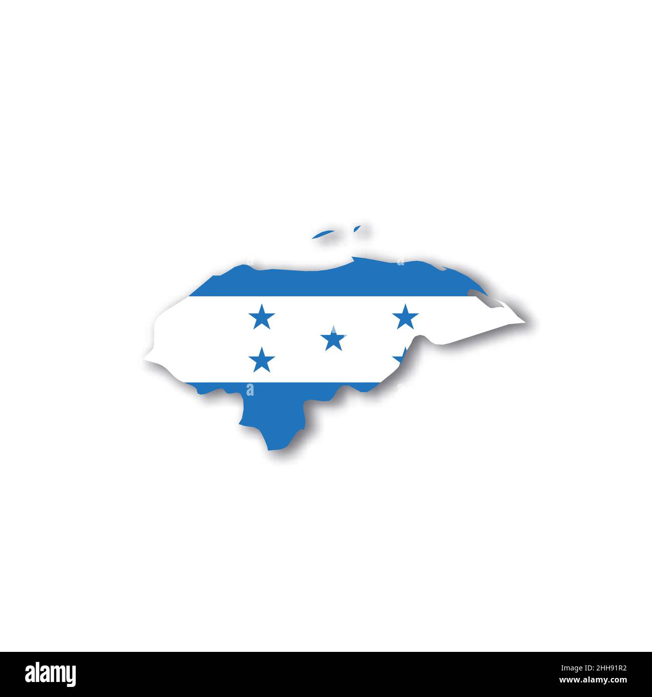 Honduras national flag in a shape of country map Stock Vector Image ...