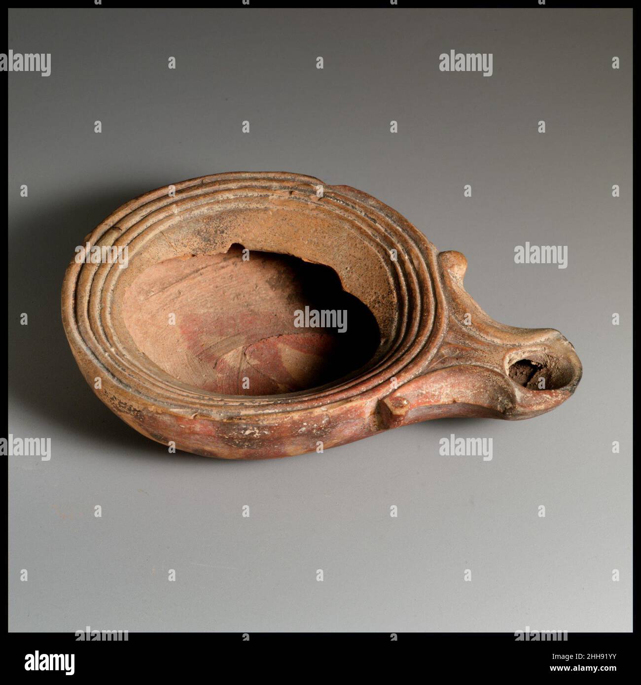 Terracotta oil lamp Roman Loeschcke Type 1A. Mold-made. Discus: unknown ...