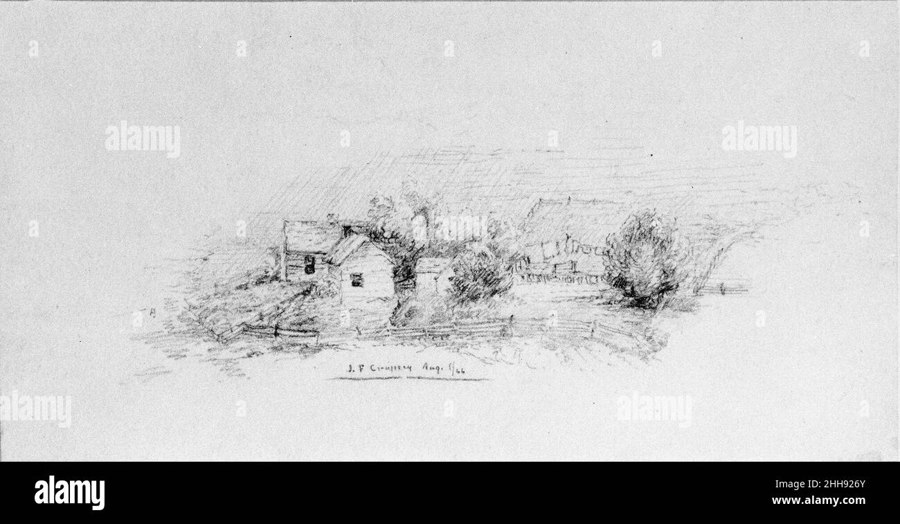 Country Scene with Cottages (from Cropsey Album) 1866 Jasper Francis ...