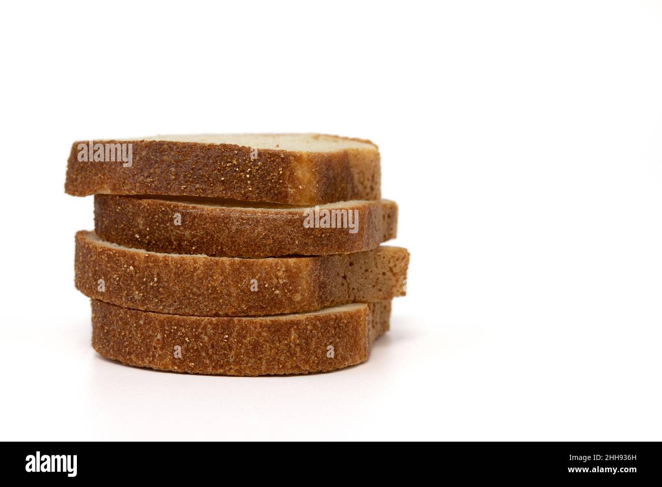 four slices wheat bread isolated on white background, fresh wheat bread ...