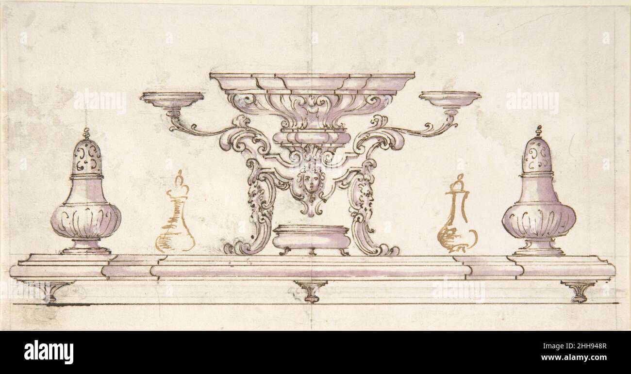 Drawing for Centerpiece and Salt Cellars 18th century Anonymous ...