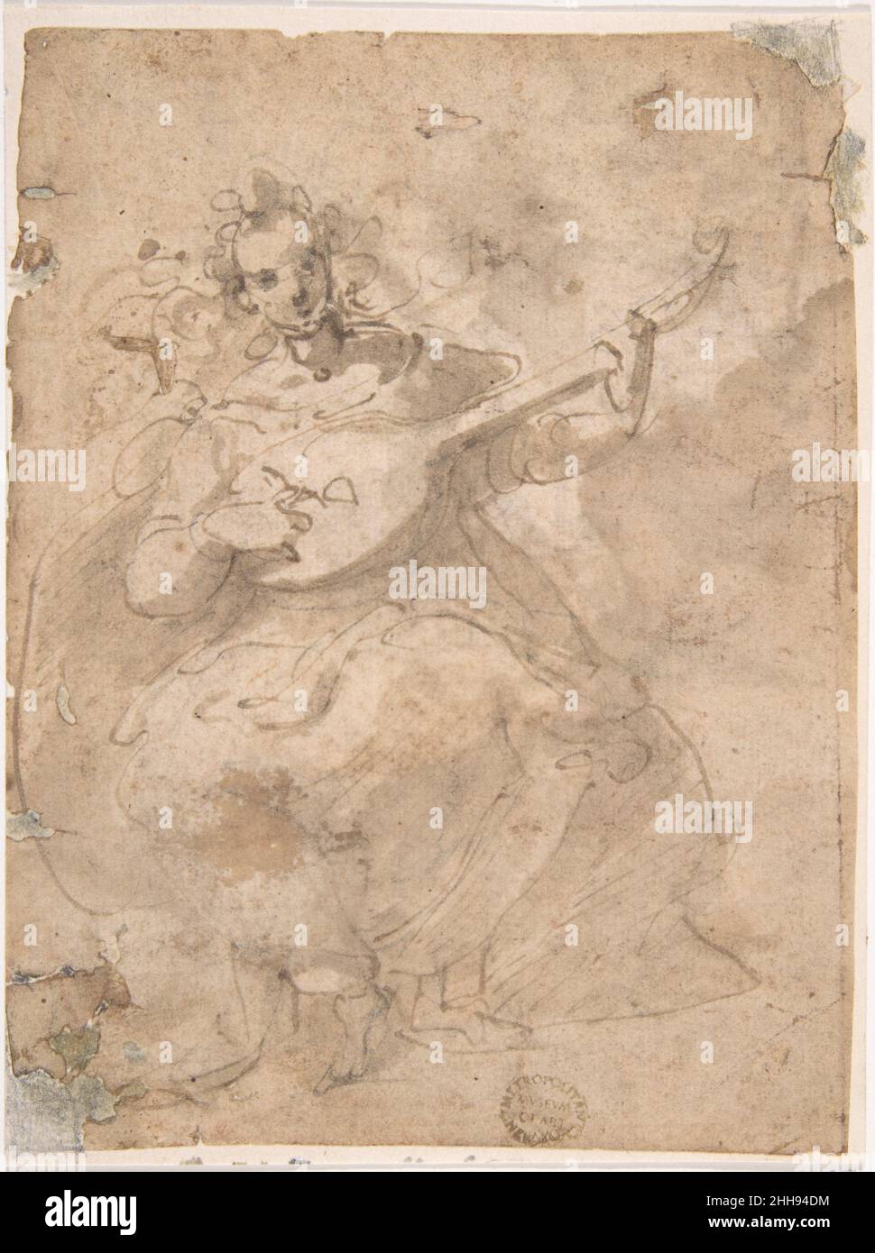 Girl Playing a Lute 17th century Anonymous, Italian, Roman-Bolognese ...