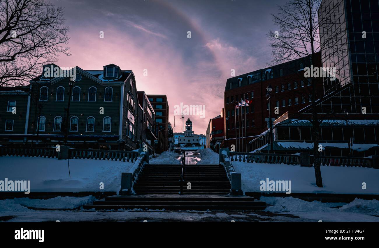 downtown halifax in winter with a nice view of town clock on citadel ...