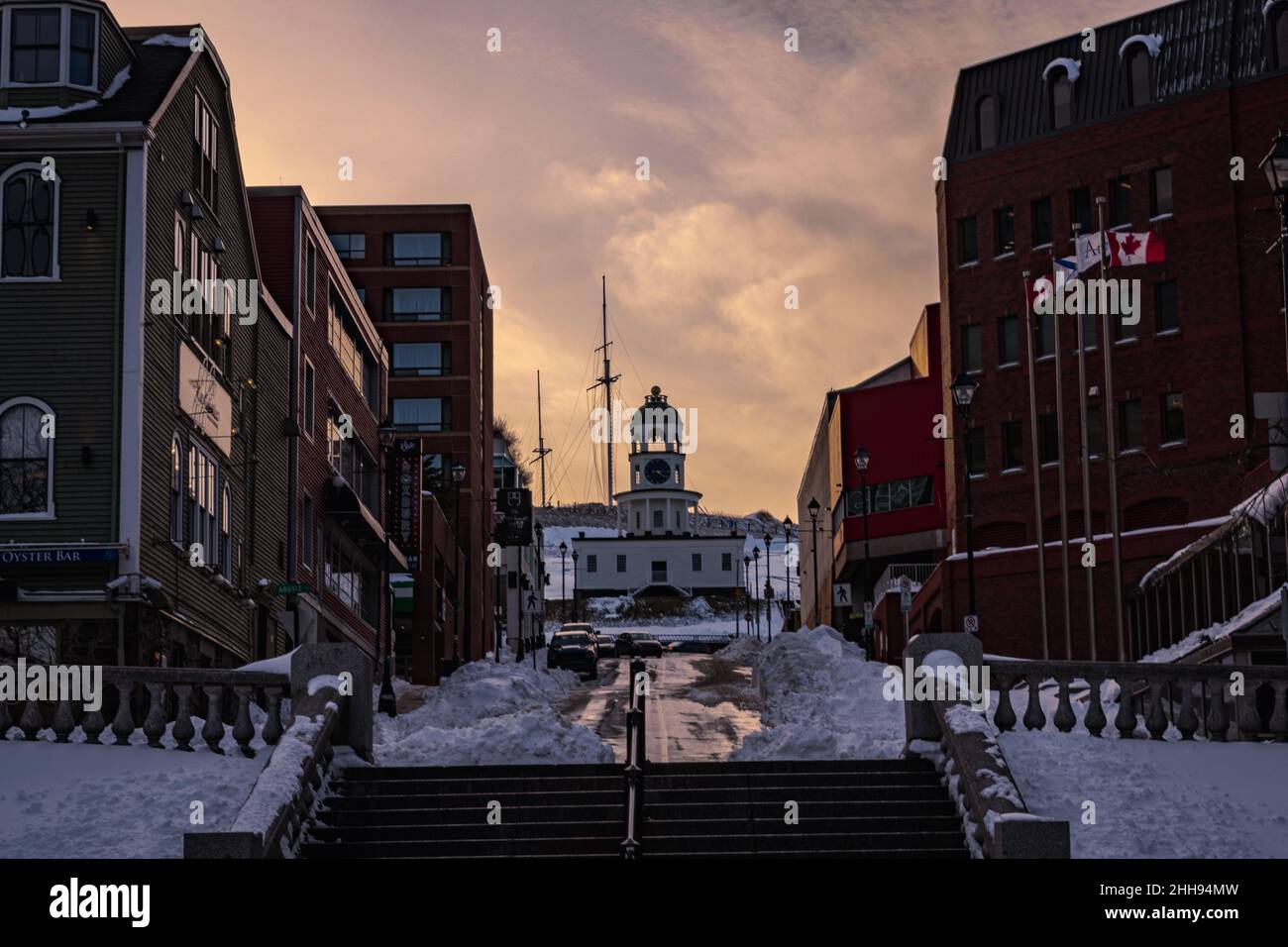 downtown halifax in winter with a nice view of town clock on citadel ...