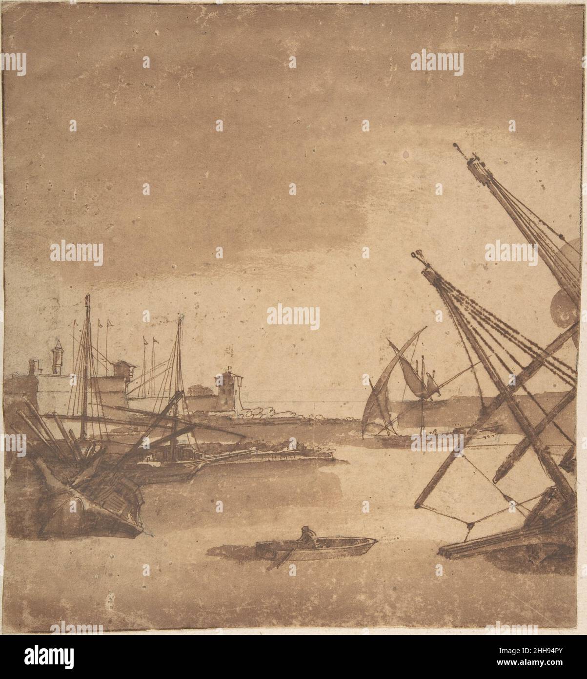 A Port Scene 17th century attributed to Claude Lorrain (Claude Gellée ...