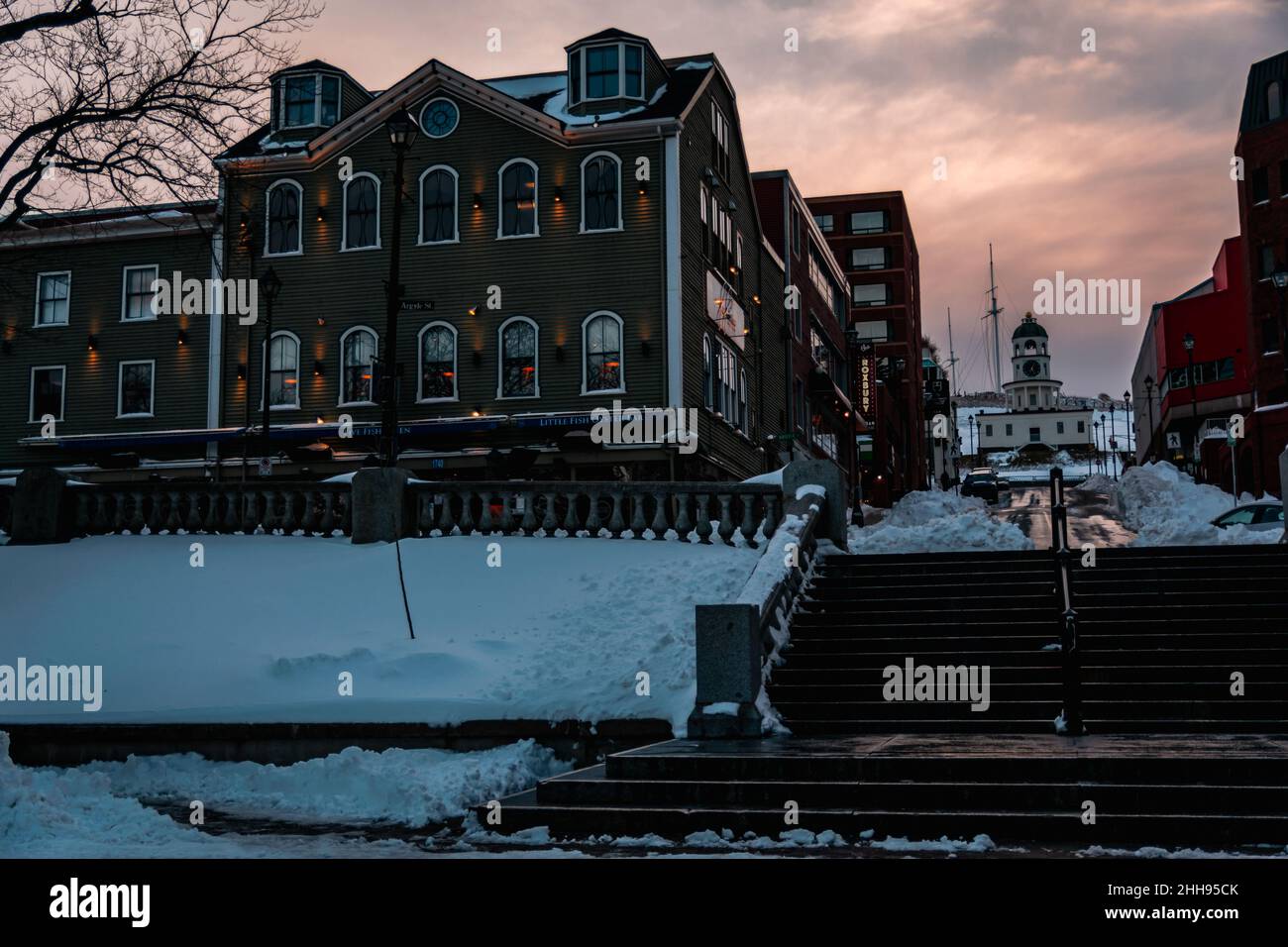 downtown halifax in winter with a nice view of town clock on citadel ...