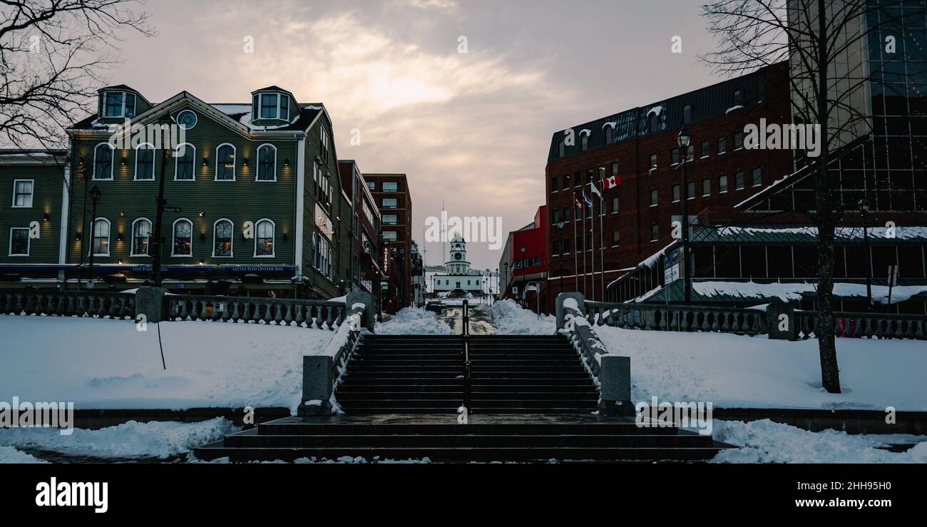 downtown halifax in winter with a nice view of town clock on citadel ...