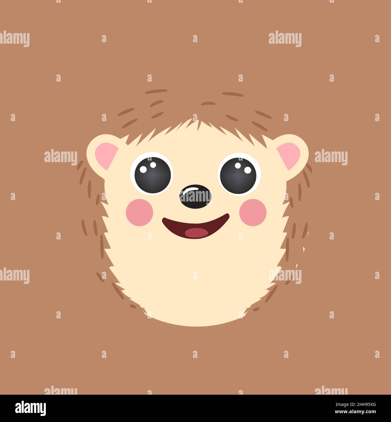 Cute Hedgehog portrait square smile head cartoon round shape animal ...
